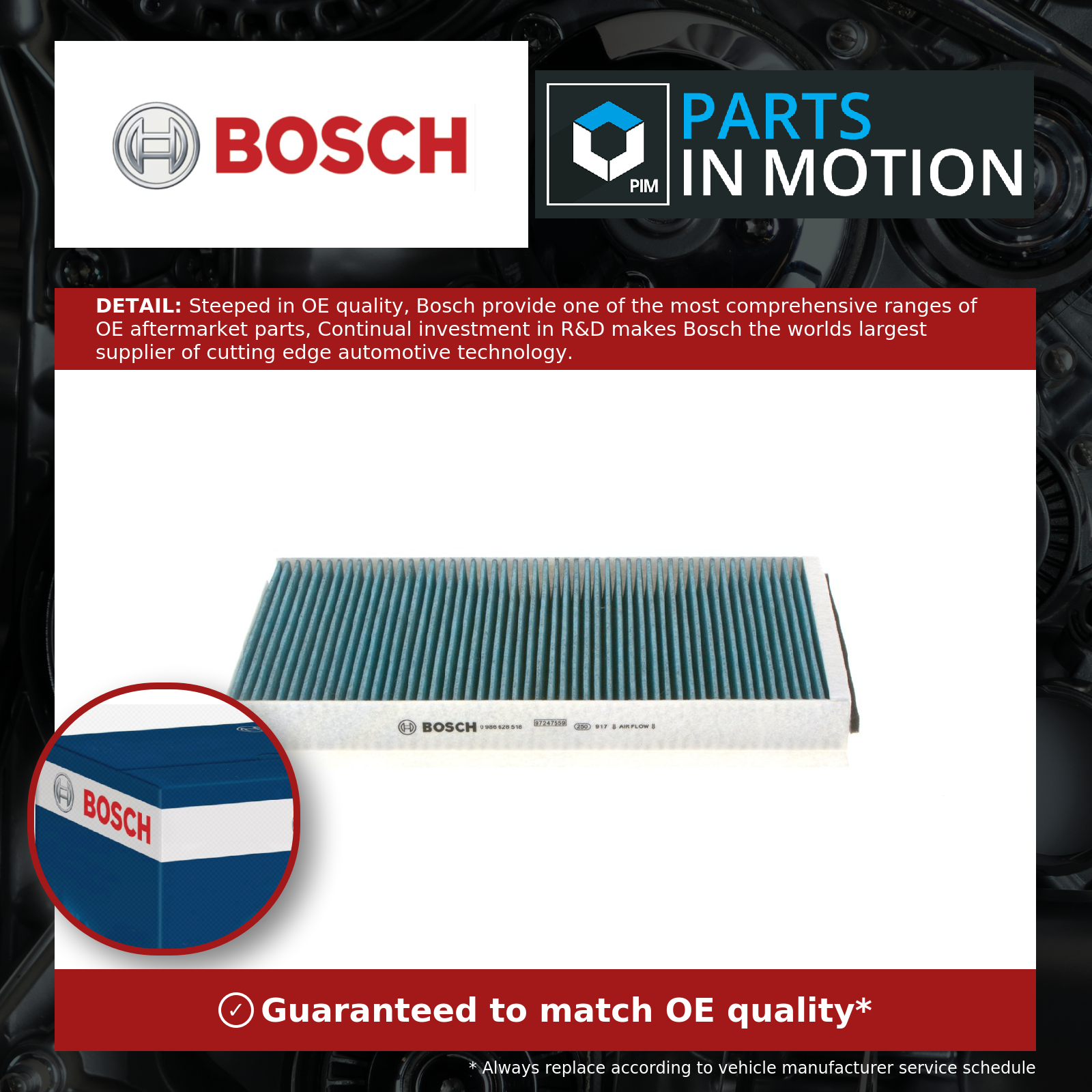 Pollen / Cabin Filter fits BMW 530D E60, E61 3.0D 03 to 10 Bosch ...