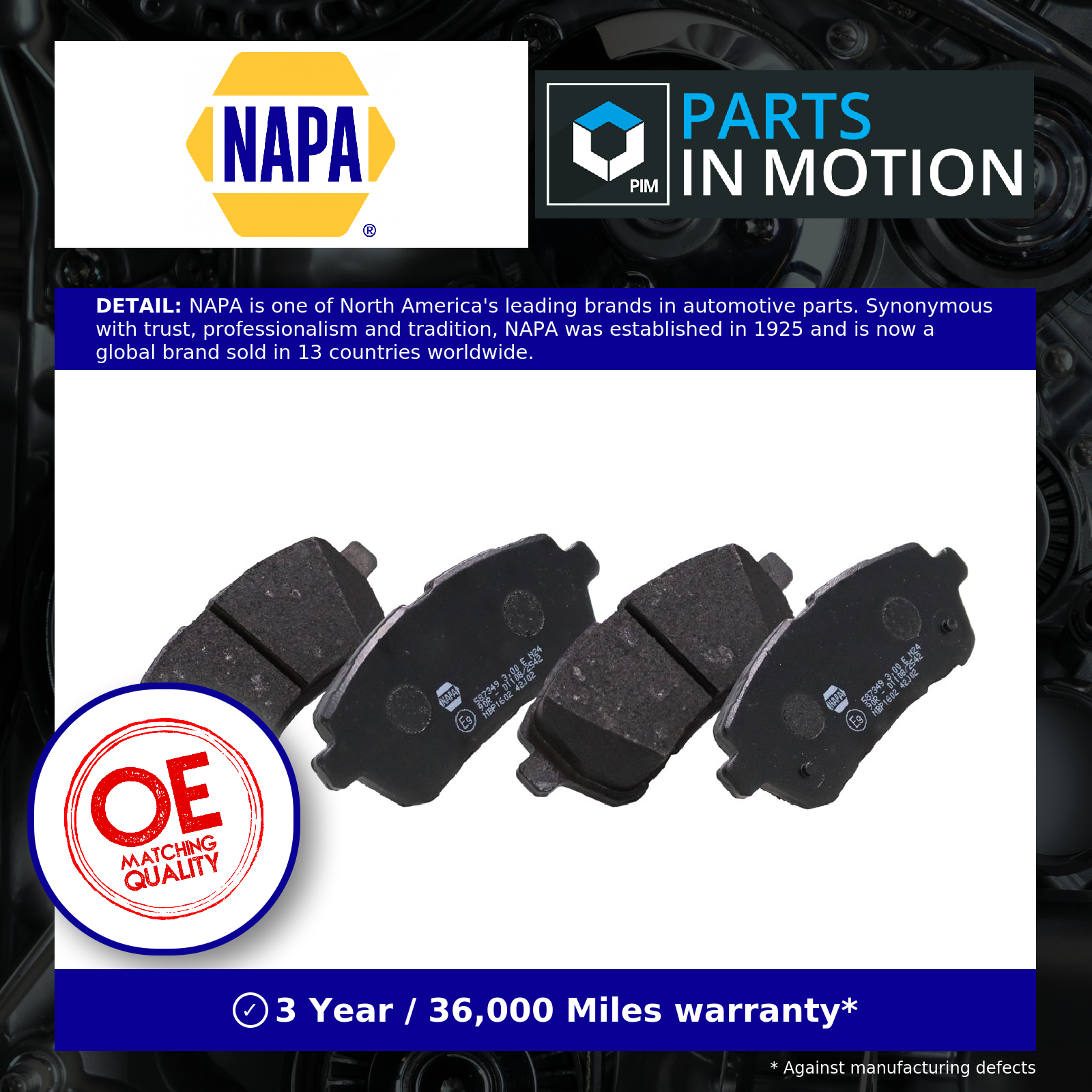 Brake Pads Set Front NBP1602 NAPA 1550219 1676630 1719275 1749322 ...